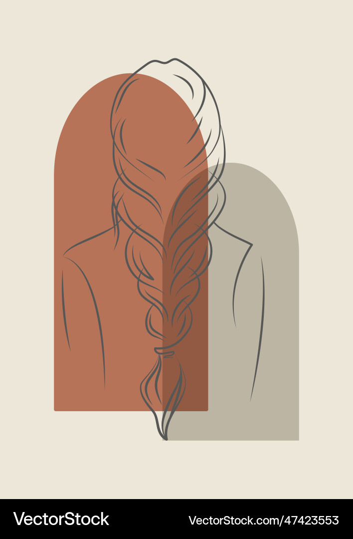 Woman back view linear drawing minimalist Vector Image