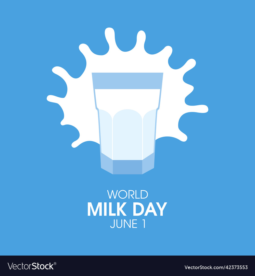World milk day poster with glass Royalty Free Vector Image