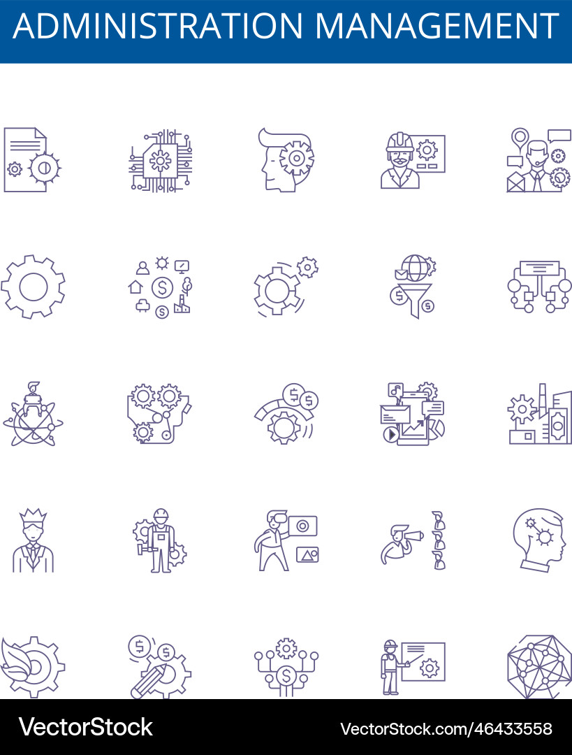 Administration management line icons signs set Vector Image