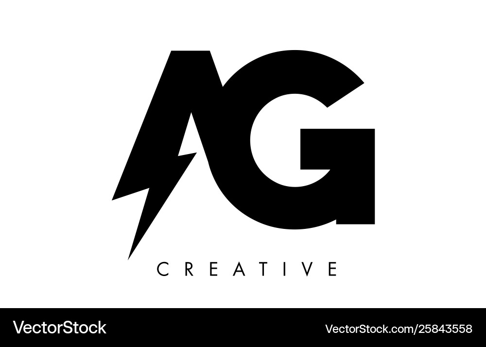 Ag letter logo design with lighting thunder bolt Vector Image