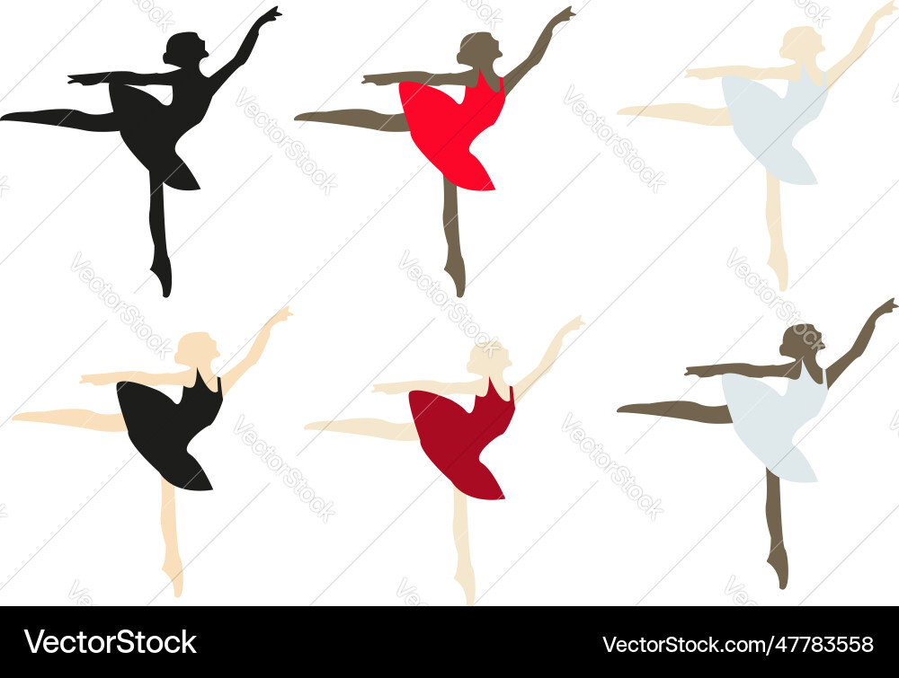 Ballerina silhouette set Royalty Free Vector Image