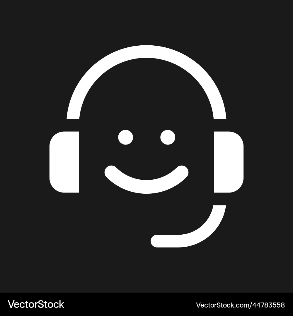 Call center dark mode glyph ui icon Royalty Free Vector