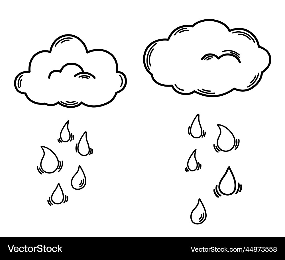 Clouds with rain weather forecast line art Vector Image
