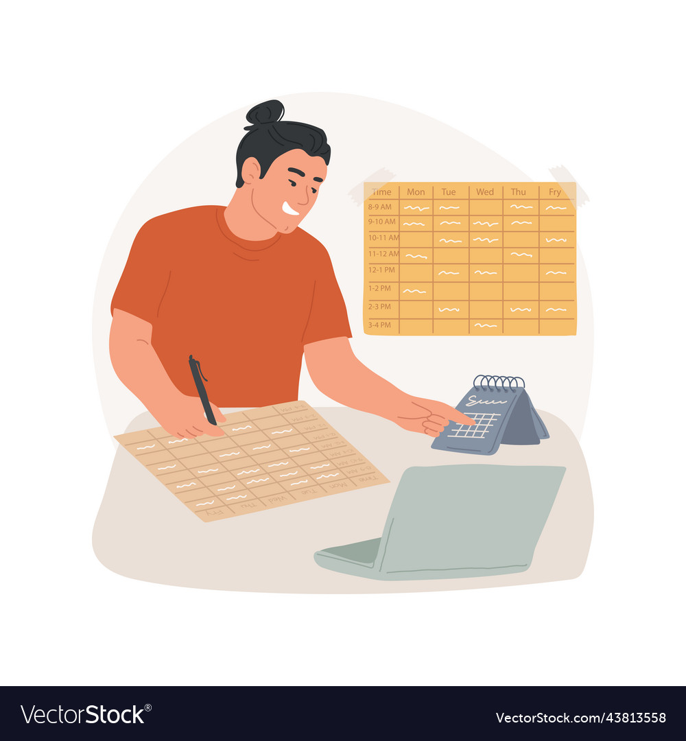 Create daily schedule isolated cartoon Royalty Free Vector Create daily schedule isolated cartoon Royalty Free Vector