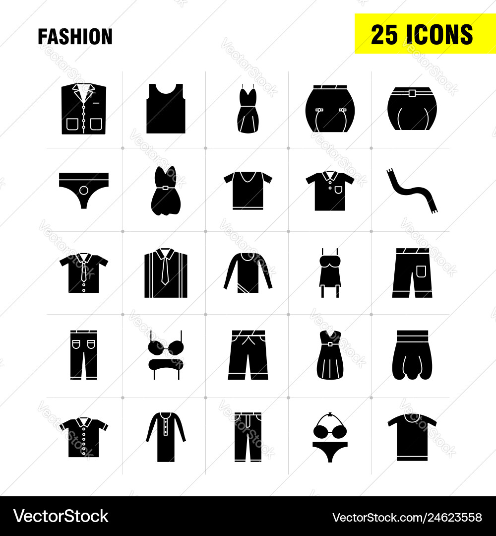 Fashion solid glyph icons set for infographics Vector Image
