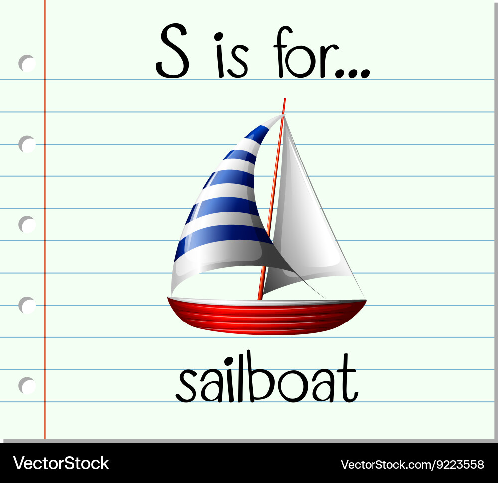Flashcard letter s is for sailboat Royalty Free Vector Image