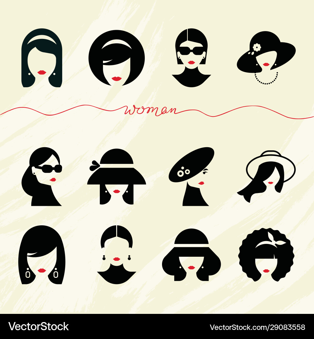 Flat collection icons various women Royalty Free Vector