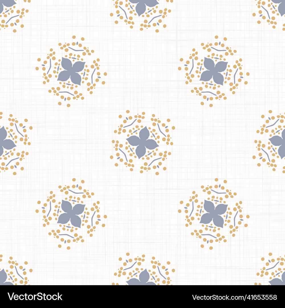 French blue floral linen seamless pattern with 2 Vector Image