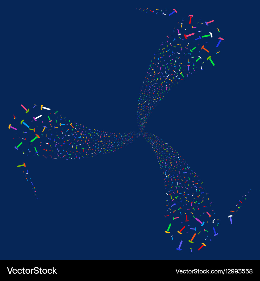 Hammer fireworks swirl rotation Royalty Free Vector Image