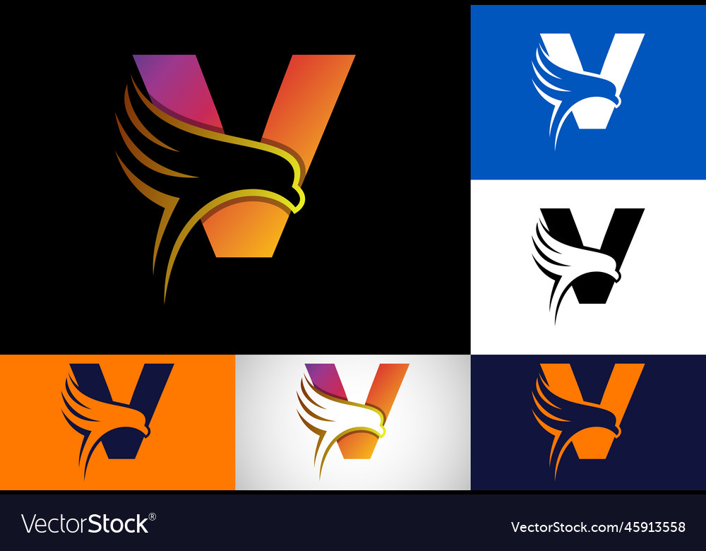 Initial v monogram letter with eagle head Vector Image