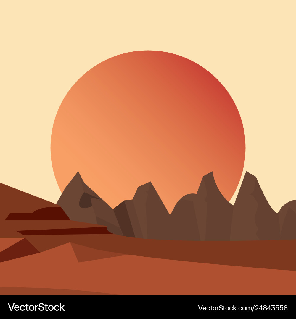 Mountains terrain sun natural landscape Royalty Free Vector