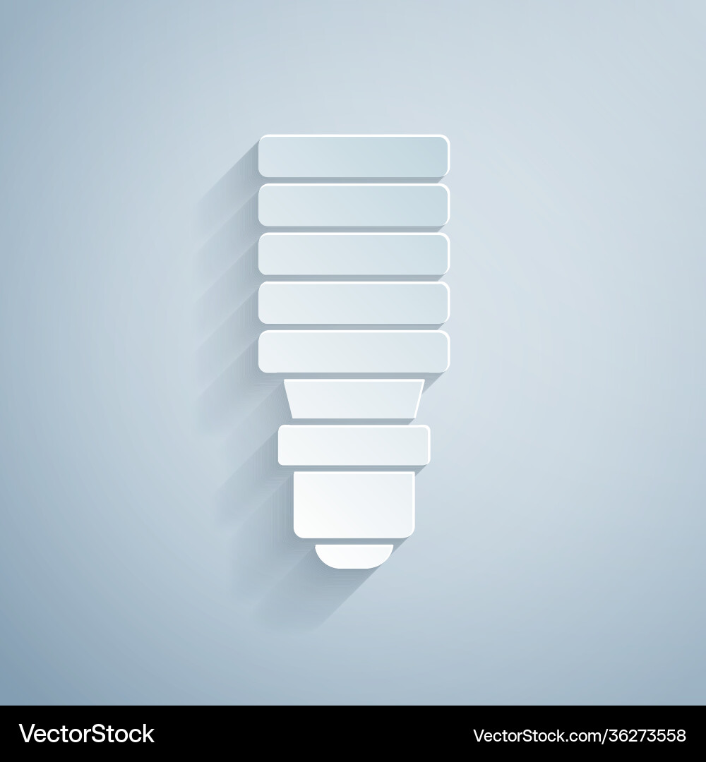 Paper cut led light bulb icon isolated on grey Vector Image