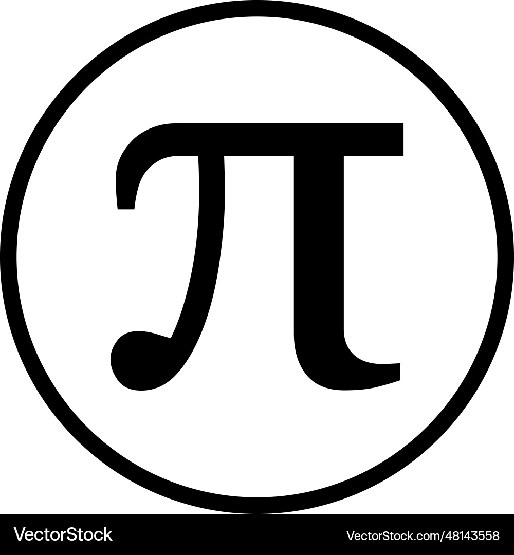 Pi symbol icon in a circle isolated on white Vector Image