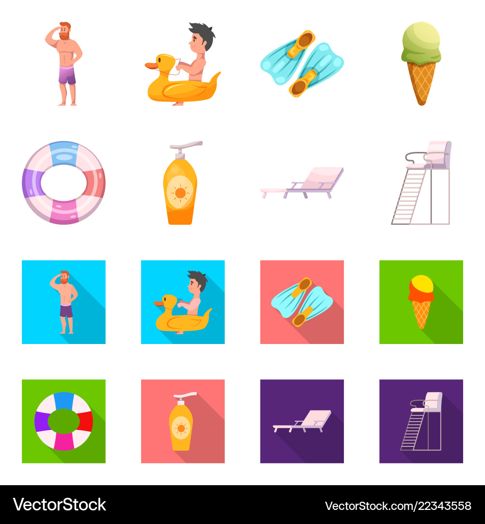 Pool and swimming sign set Royalty Free Vector Image