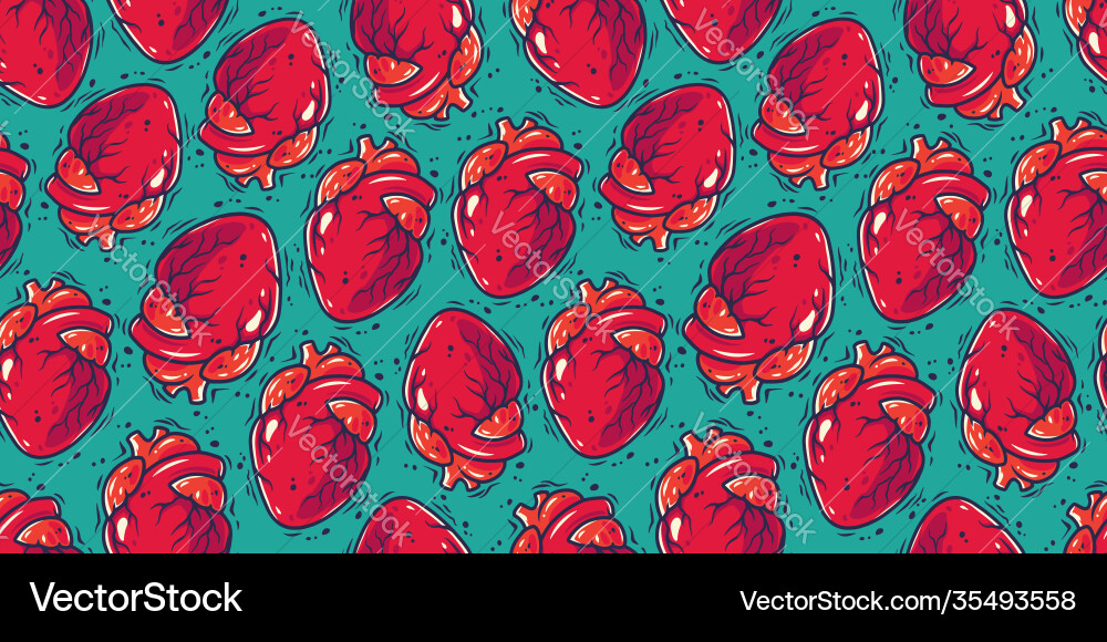 Seamless pattern wich human heart for medicine Vector Image