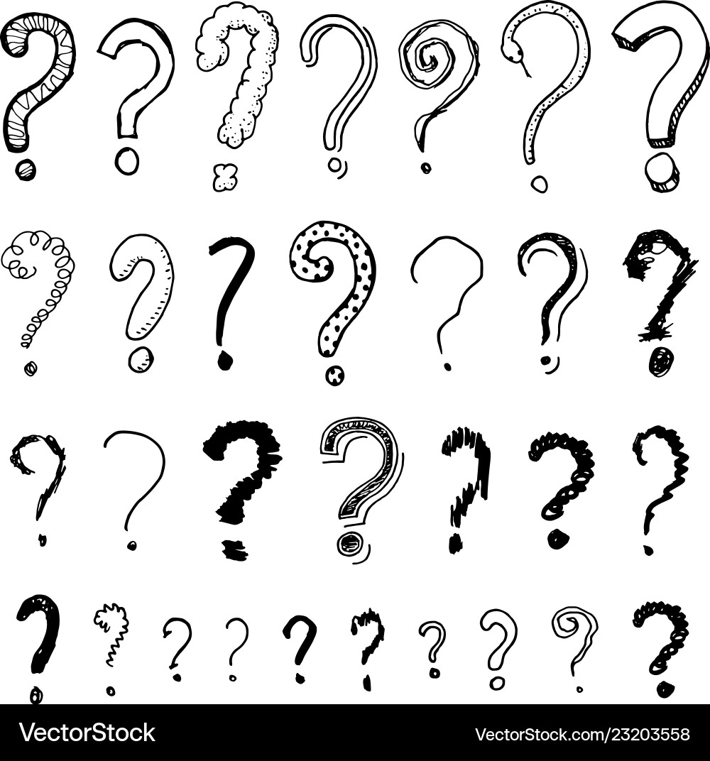 Set of question mark doodle style collection Vector Image