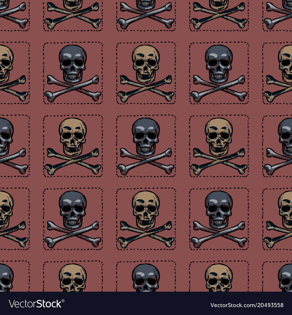Skull and cross bones seamless pattern Royalty Free Vector