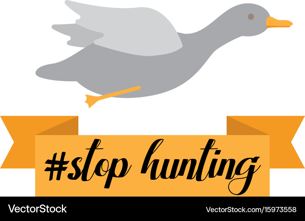 Stop hunting with duck ribbon Royalty Free Vector Image