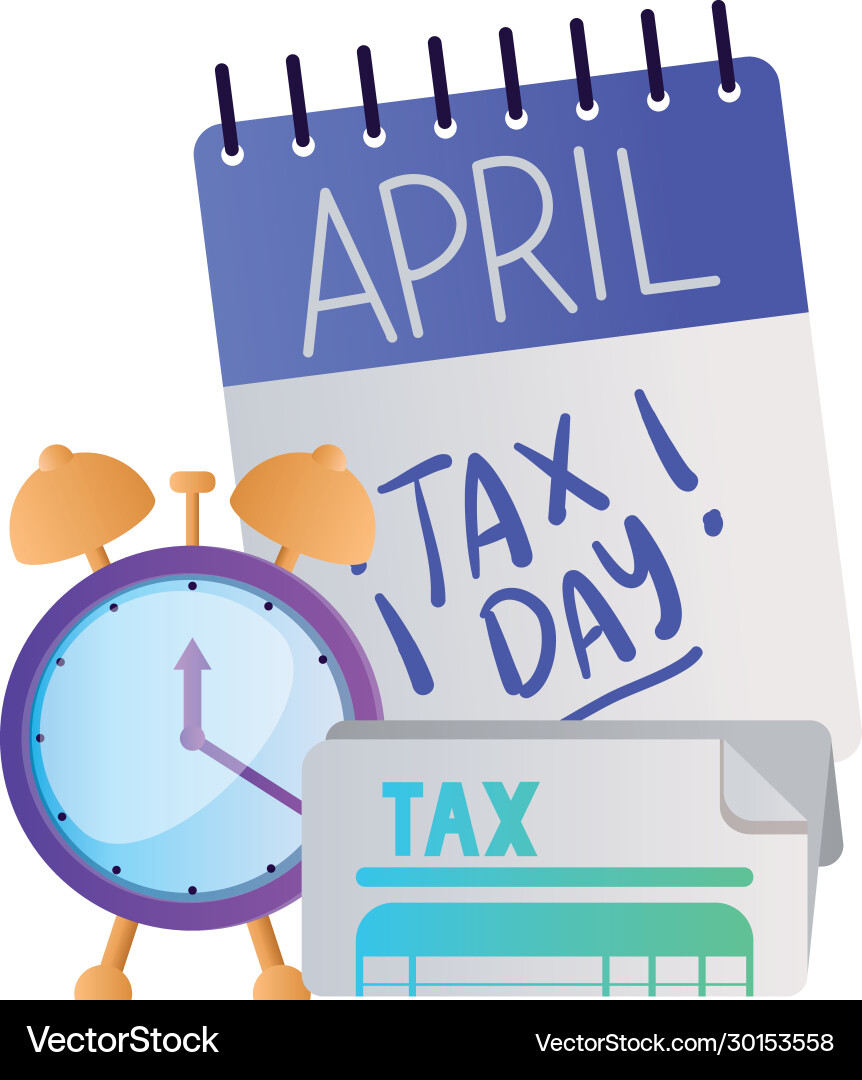 Tax day calendar document and clock design Vector Image