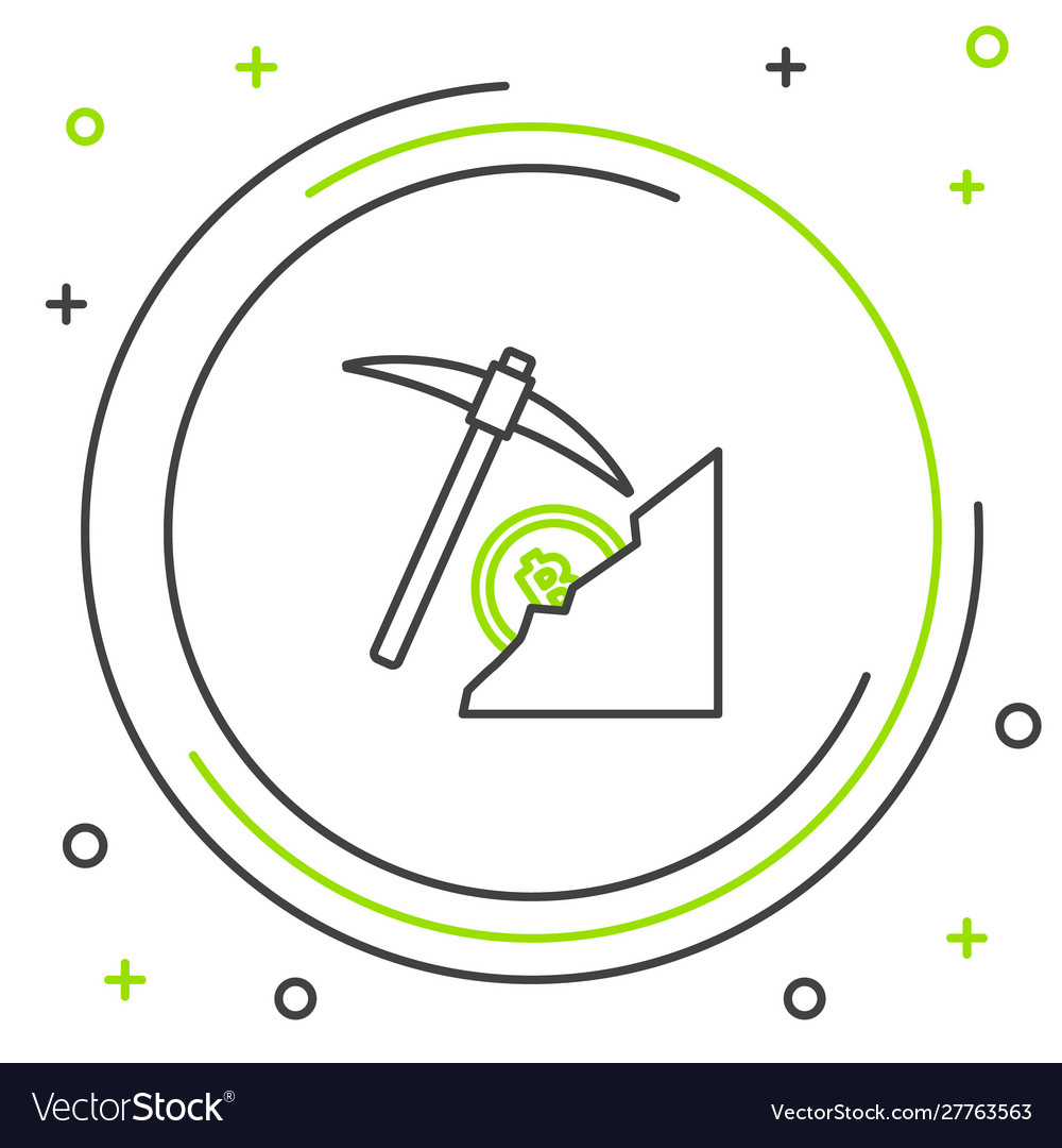 Black and green line cryptocurrency cloud mining Vector Image