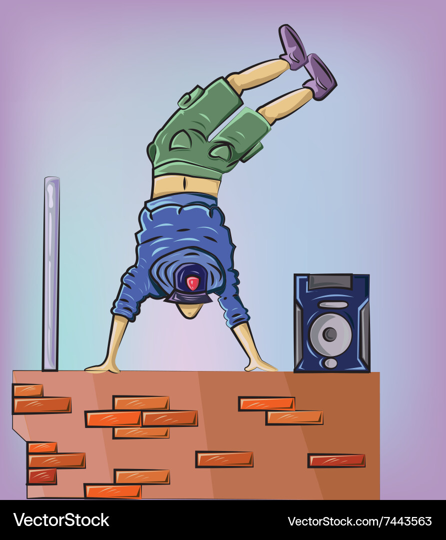 Breakdancer on the brick wall Royalty Free Vector Image