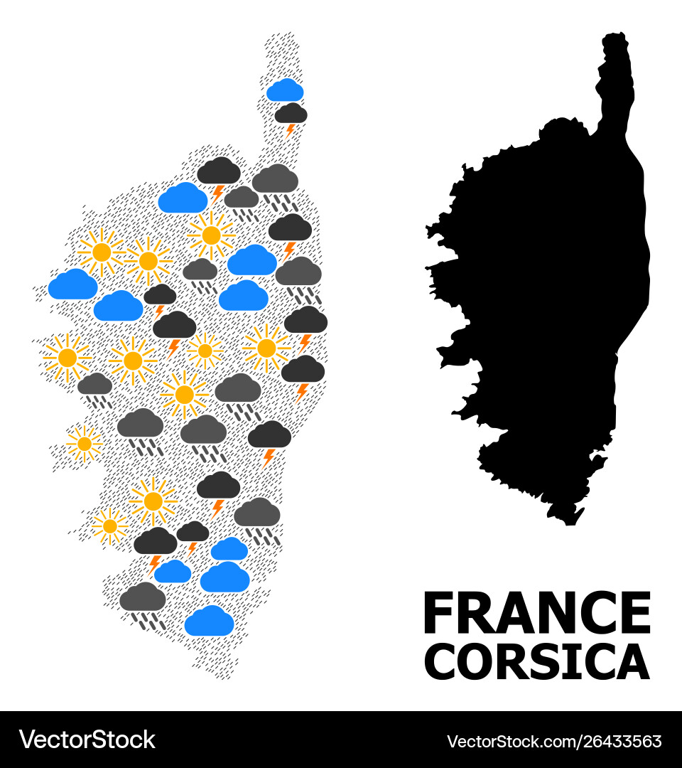 Climate pattern map corsica Royalty Free Vector Image