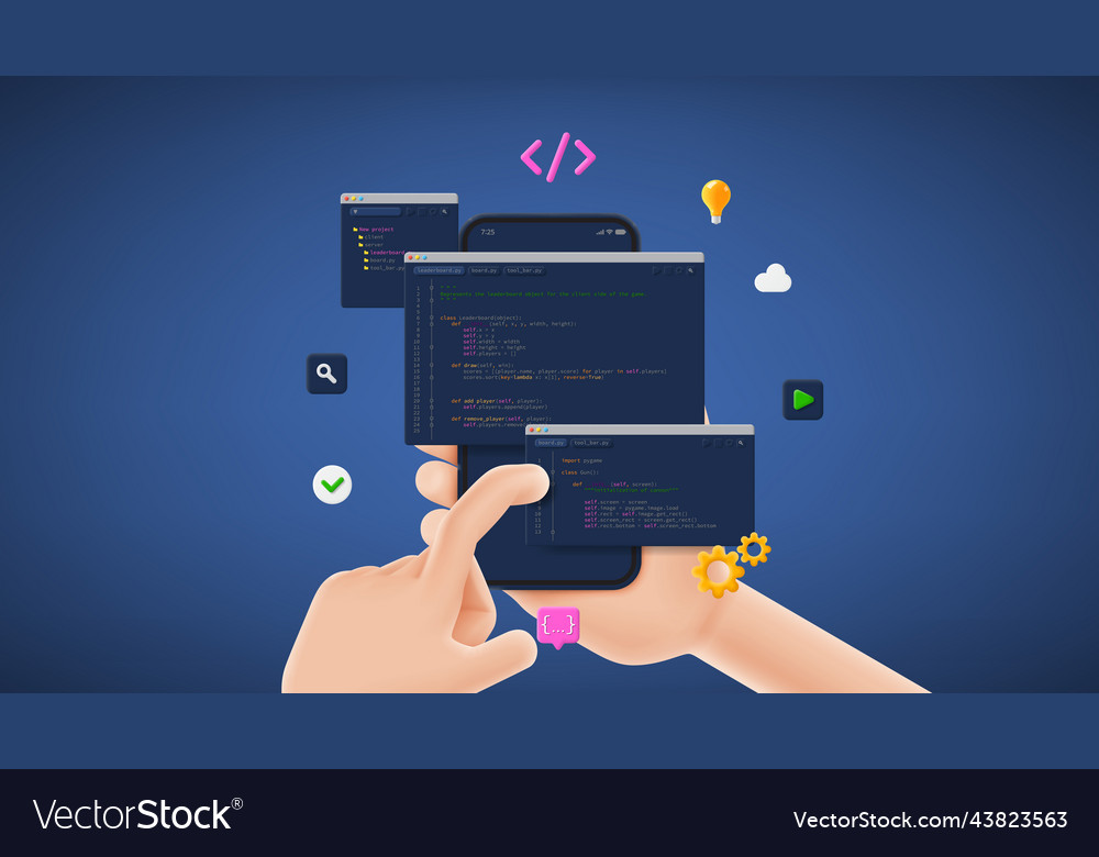Concept of programming or developing software Vector Image