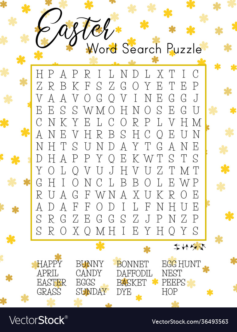 Easter word search puzzle Royalty Free Vector Image
