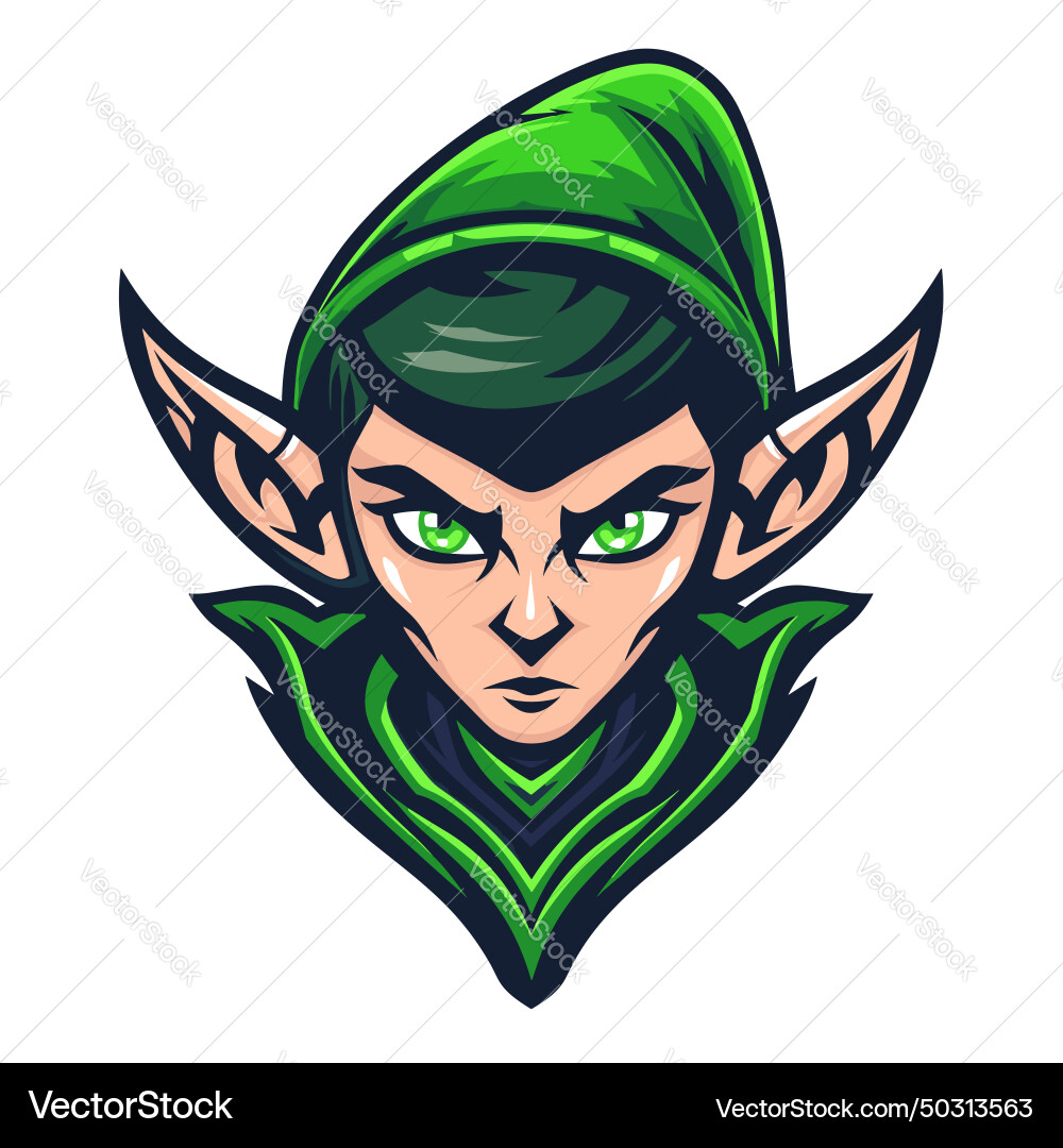 Esport logotype elf icon sticker emblem Royalty Free Vector