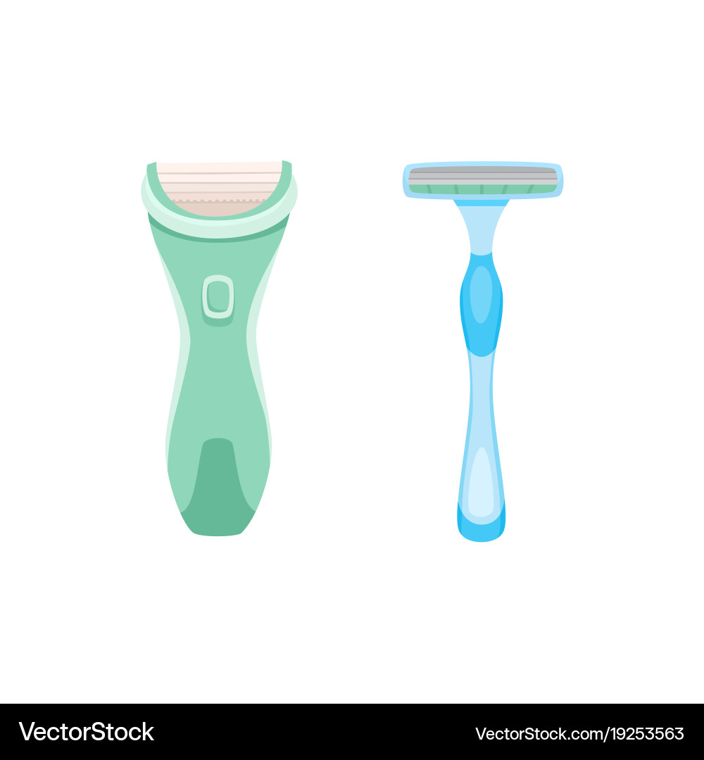Flat icon of lady shaving razor two variants Vector Image