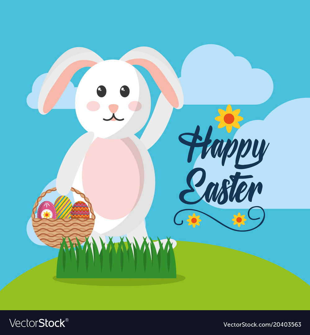 Happy easter rabbit Royalty Free Vector Image - VectorStock