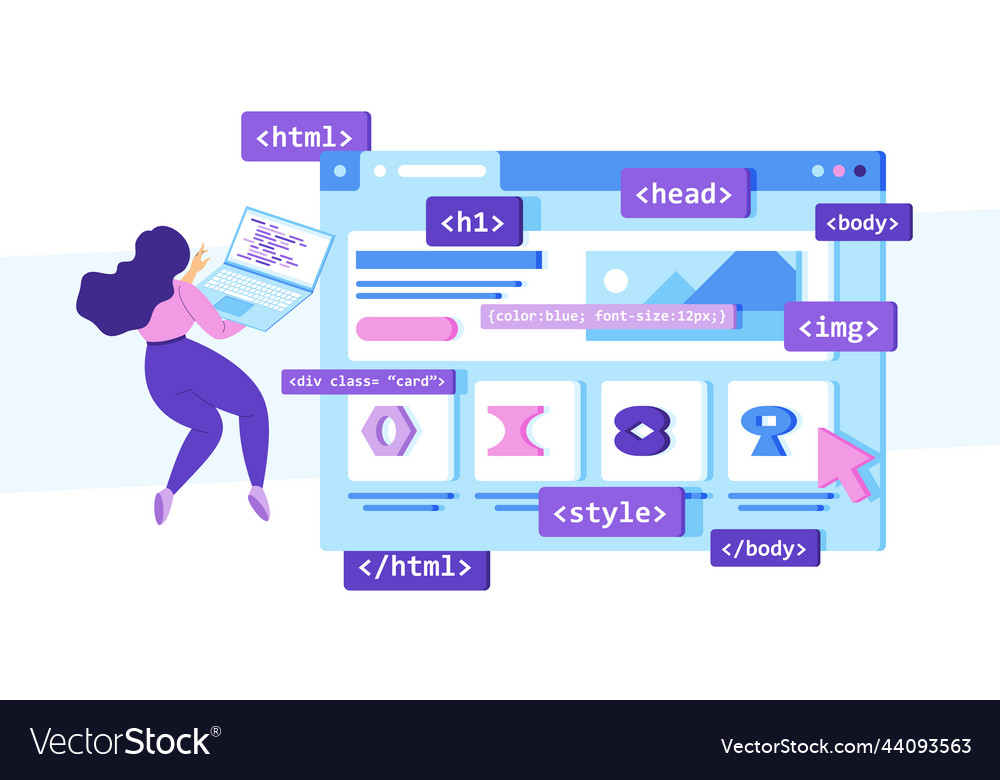 Html developer flat layouts Royalty Free Vector Image