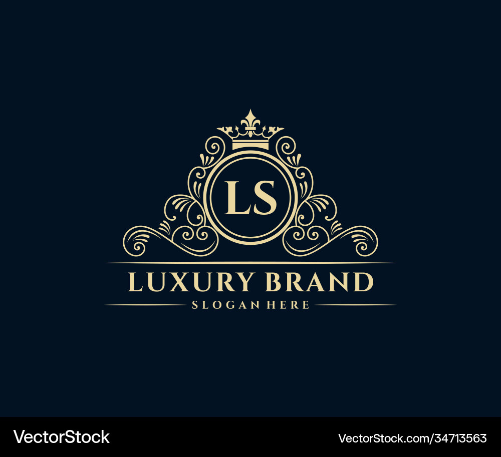 Ls initial letter gold calligraphic feminine Vector Image