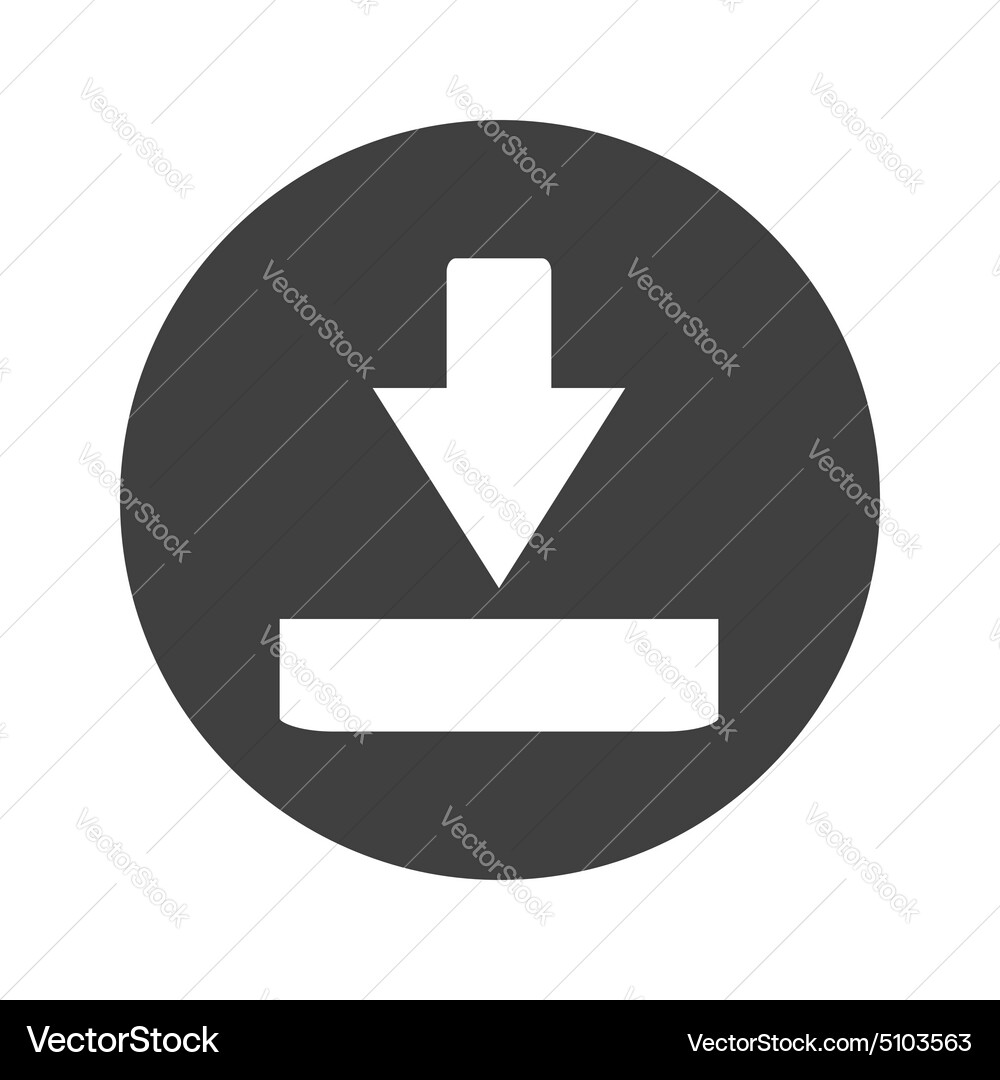 Monochrome round download icon Royalty Free Vector Image