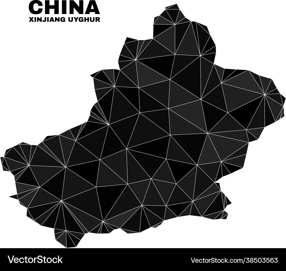 Polygonal xinjiang uyghur region map Royalty Free Vector