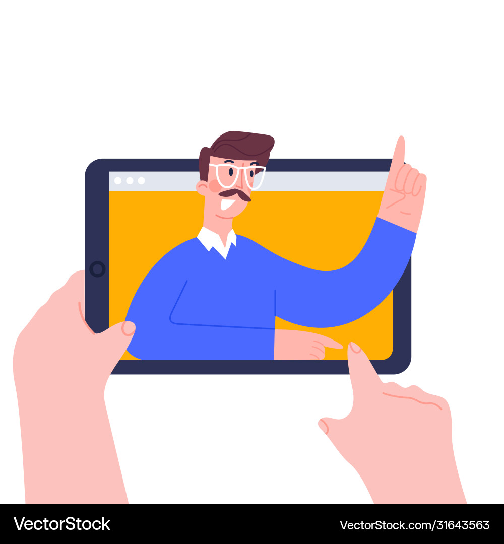 Using digital tablet pc for distance lessons Vector Image