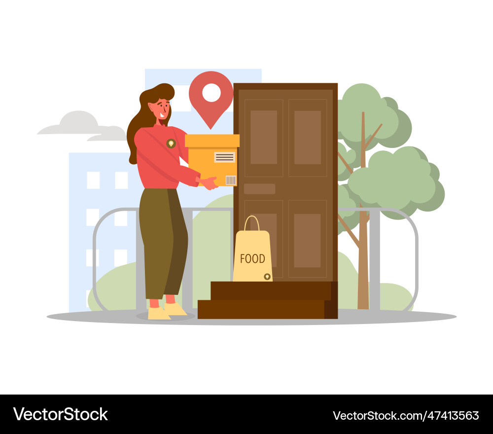 Woman brought package to clients Royalty Free Vector Image