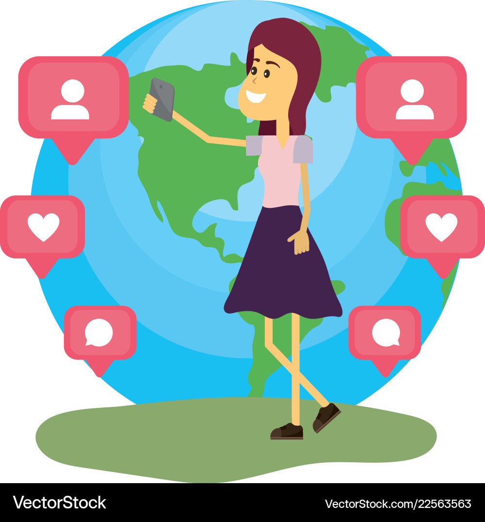 Woman on social networks Royalty Free Vector Image