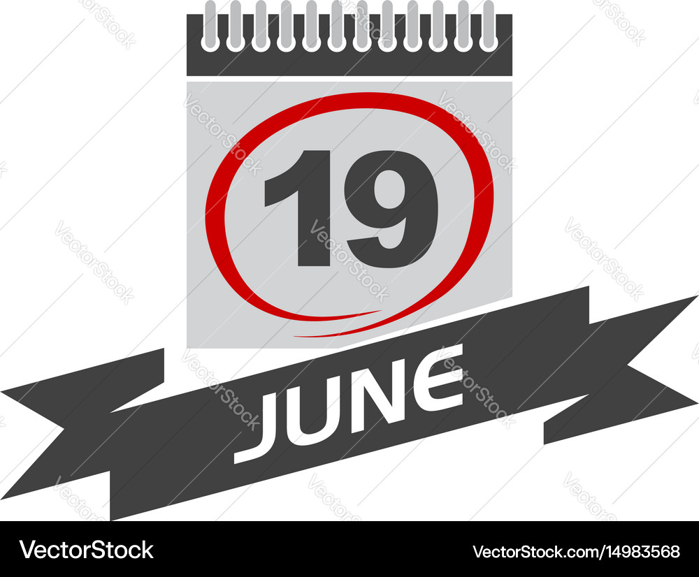 19 june calendar with ribbon Royalty Free Vector Image