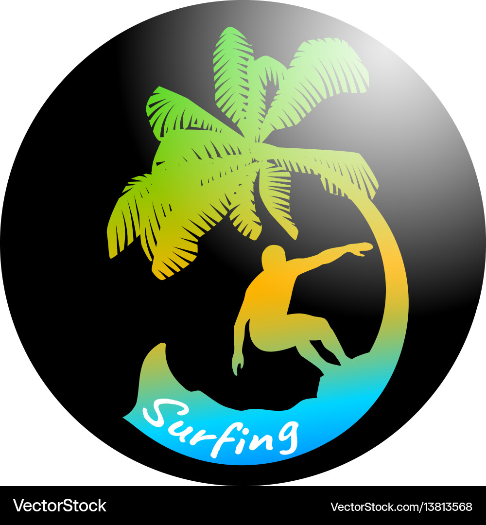 Abstract icon of surfing Royalty Free Vector Image