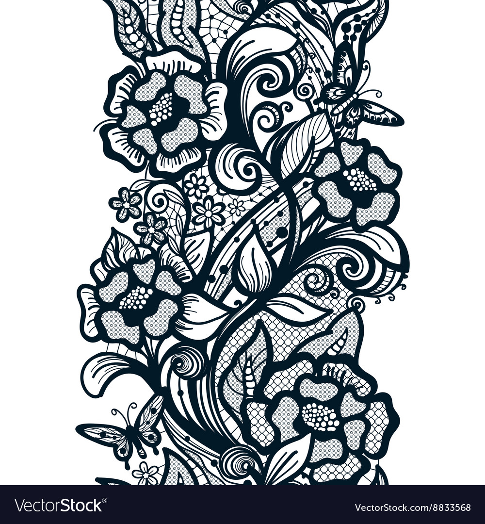 Abstract seamless lace pattern with flowers Vector Image