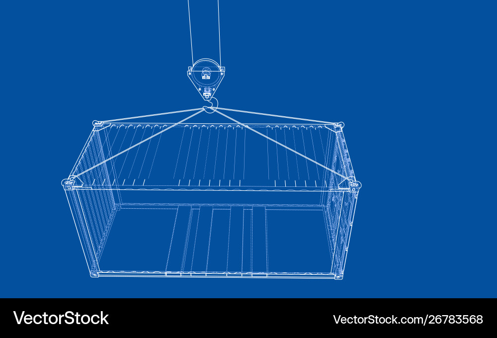 Cargo container wire-frame style Royalty Free Vector Image