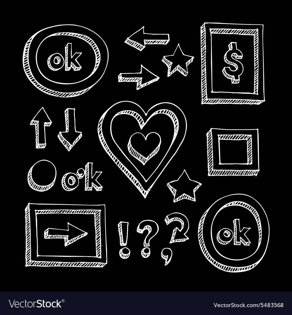 Chalk hand drawn elements Royalty Free Vector Image