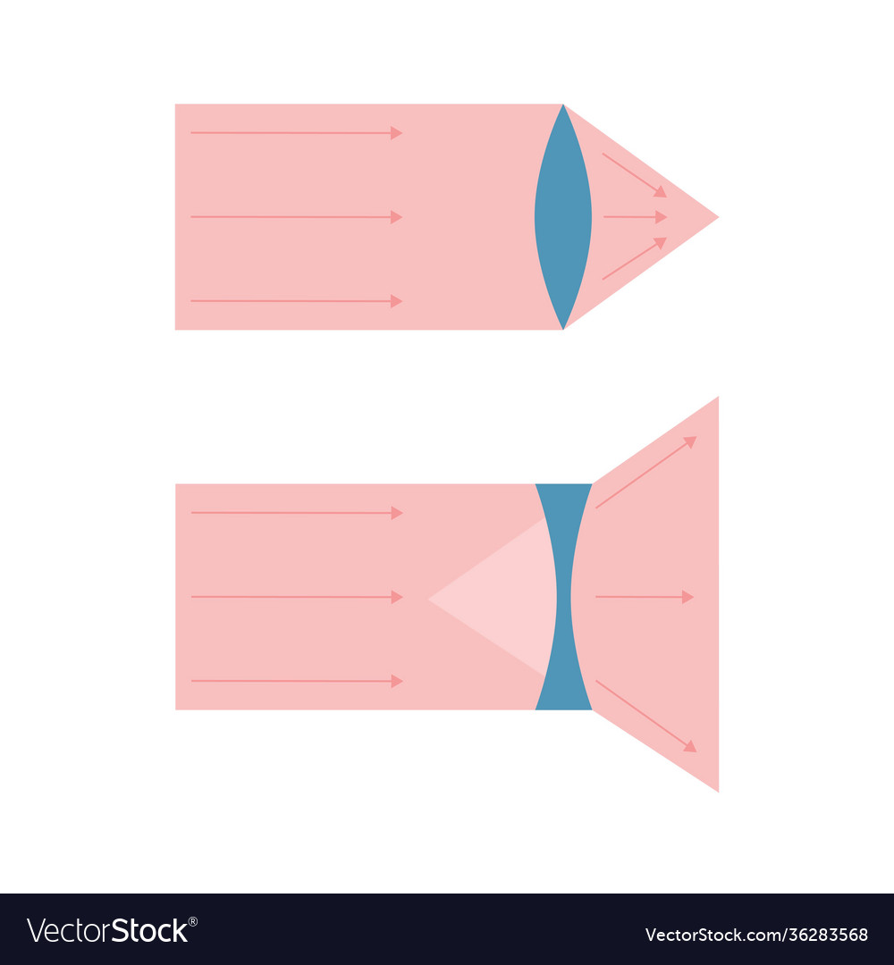 Collecting and diffusing lens with rays Royalty Free Vector