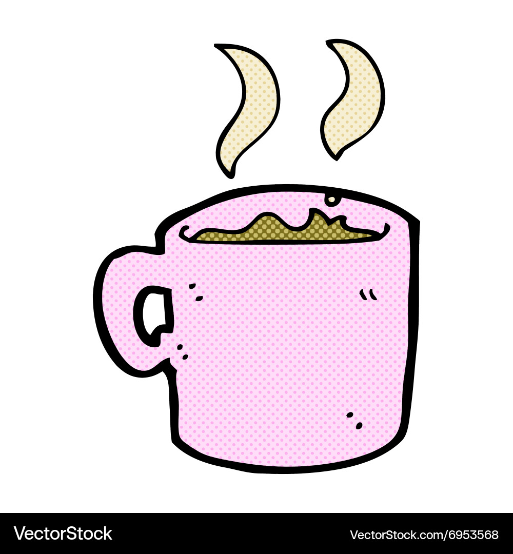 Comic cartoon mug of coffee Royalty Free Vector Image