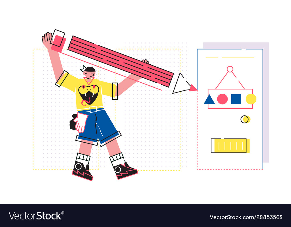 Man creating project Royalty Free Vector Image