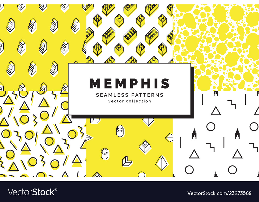 Memphis seamless patterns set Royalty Free Vector Image