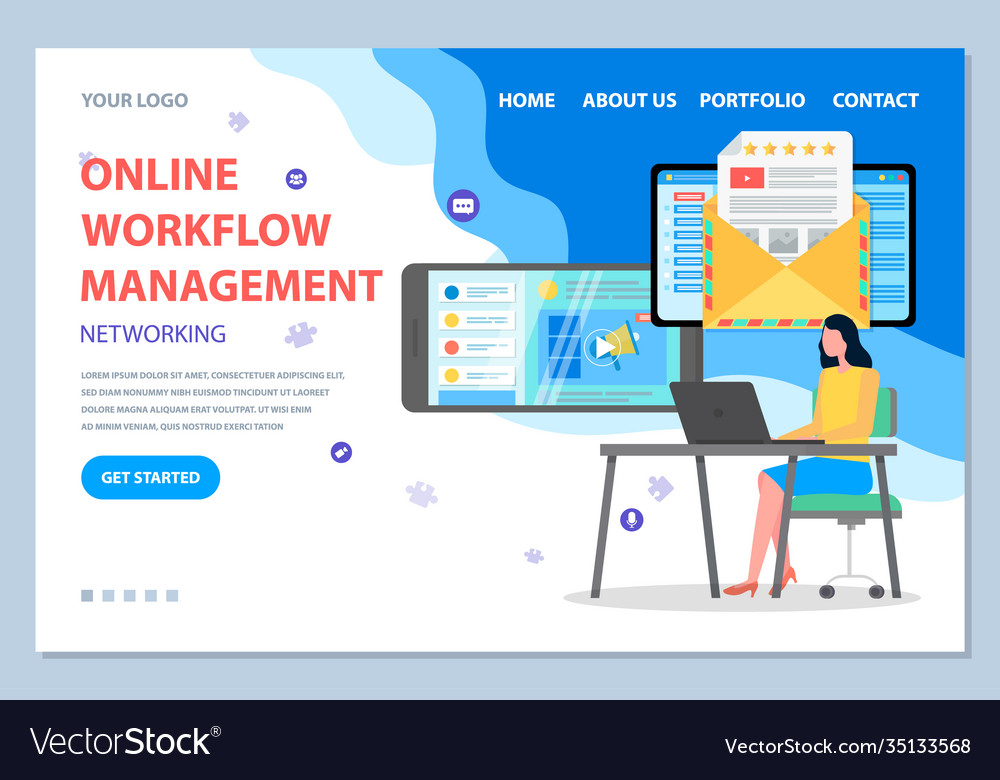 Networking online workflow management Royalty Free Vector Networking online workflow management Royalty Free Vector