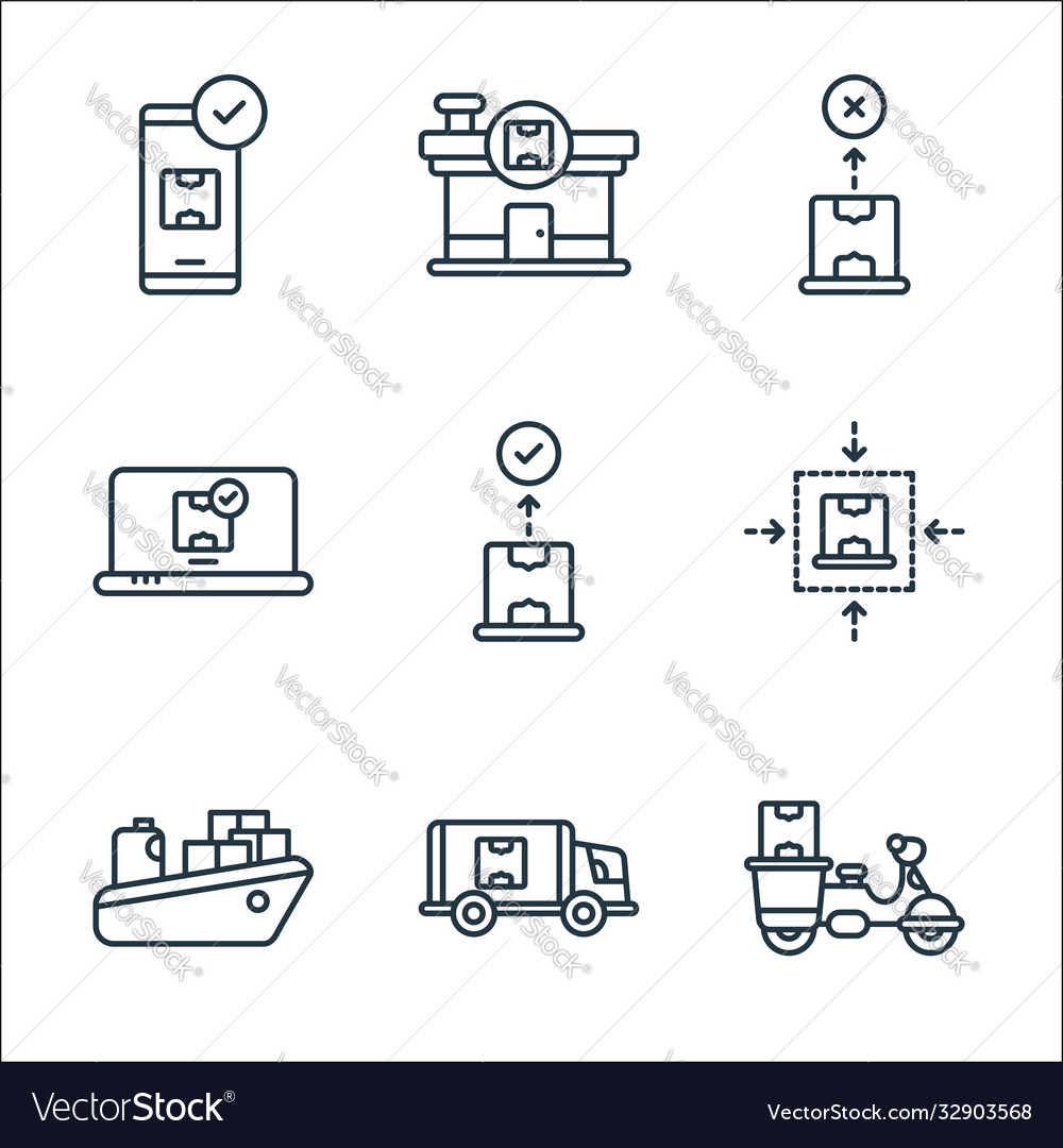 Shipping and delivery line icons linear set Vector Image