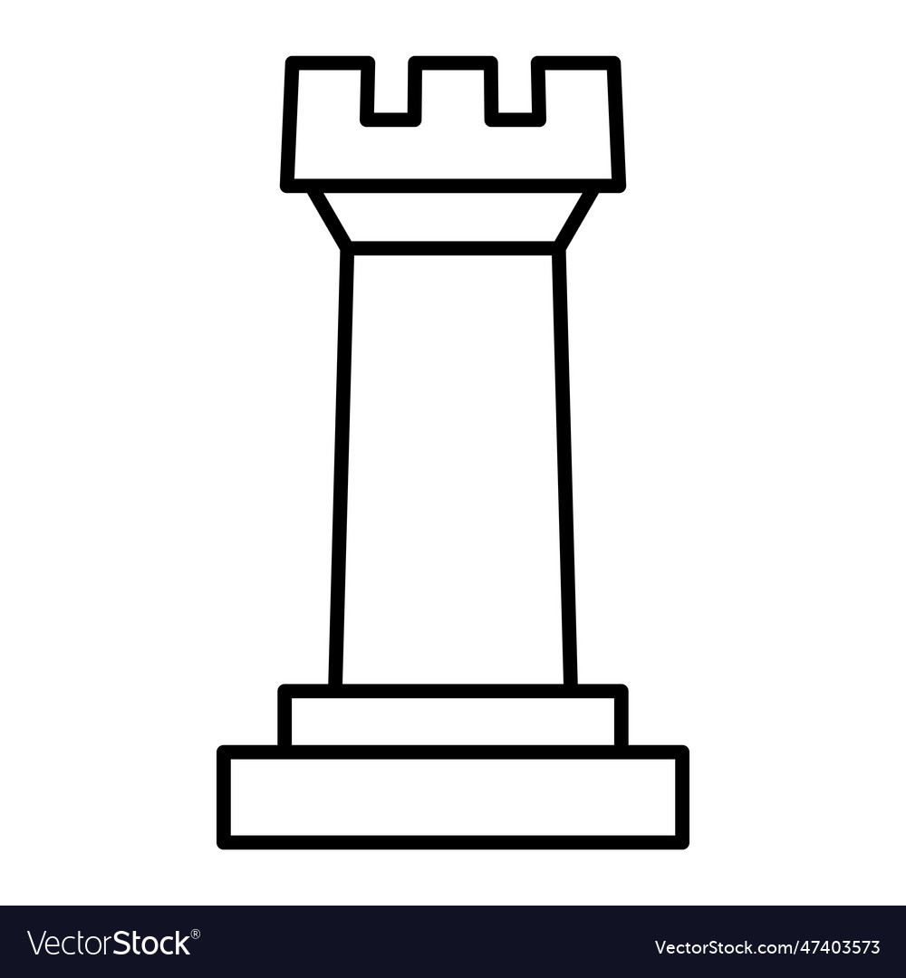 Chess line rook icon Royalty Free Vector Image